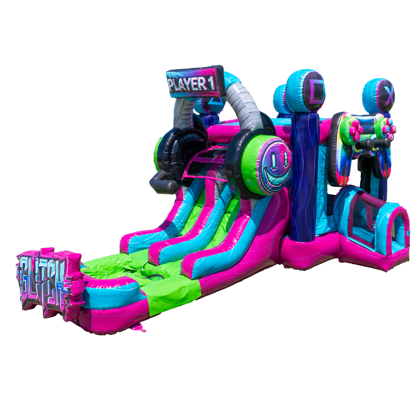 GLITCH Gamer Bounce House Combo | Big and Bright Inflatables